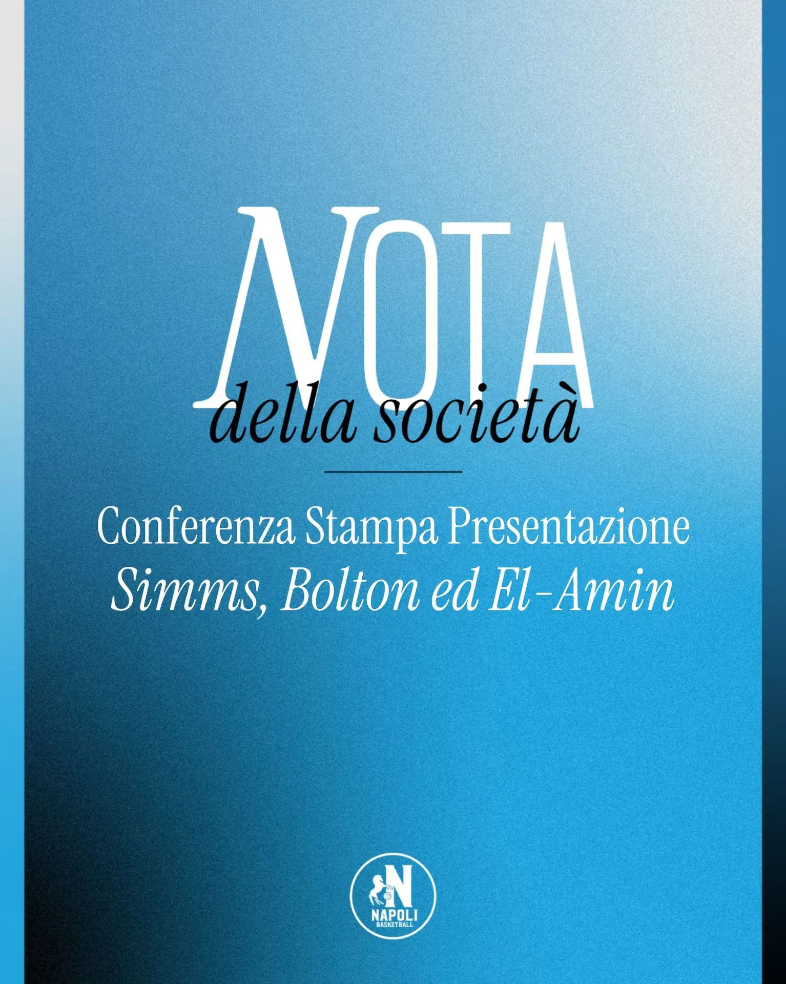 DOMANI CONFERENZA STAMPA DI PRESENTAZIONE DI SIMMS, BOLTON ED EL-AMIN